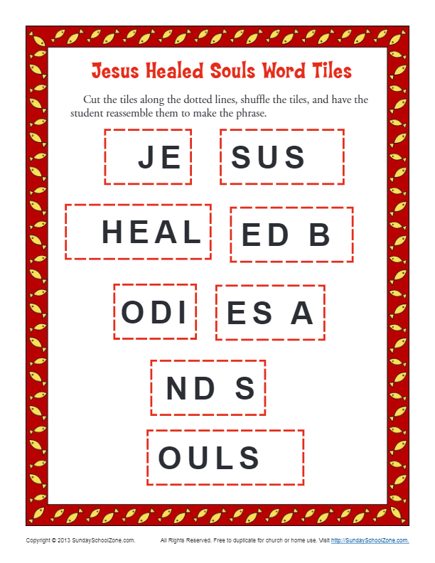 Jesus Healed People Word Search