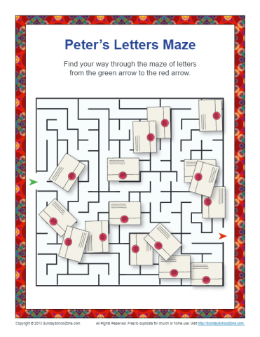 Peter's Letter Maze | Printable Bible Activities