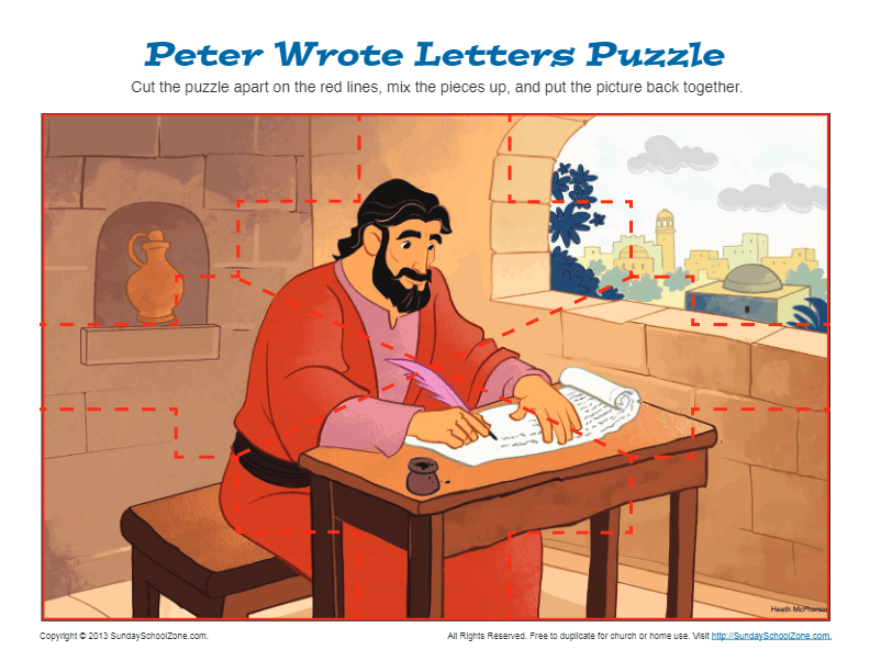 Peter Wrote Letters Puzzle | Printable Bible Activities for Kids