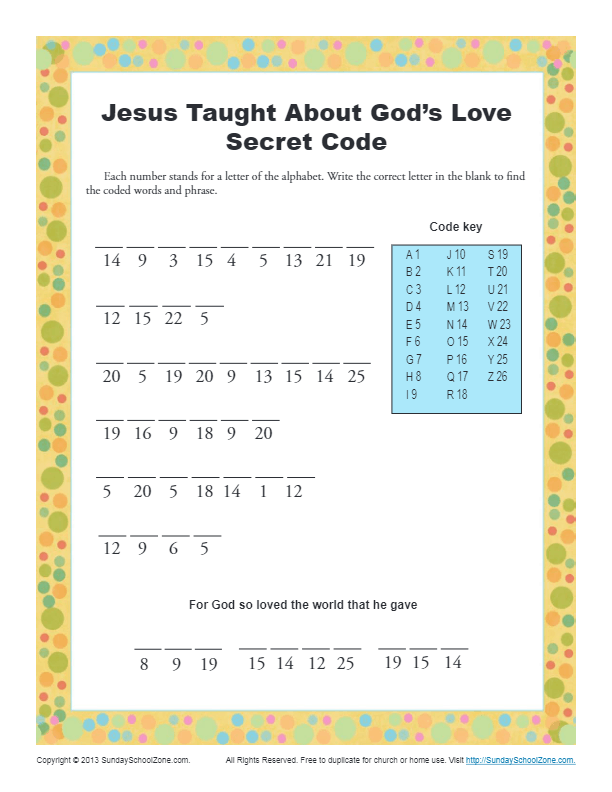 Jesus Taught About God's Love | Secret Code Bible Activity Jesus Taught About God's Love | Secret Code Bible Activity