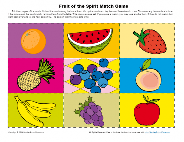 Fruit of the Spirit for Kids - Printable Match Game Activity