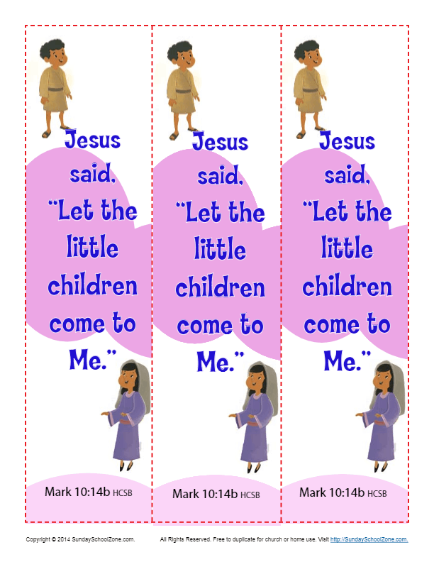 Let The Children Come To Me Bookmarks | Sunday School Activities