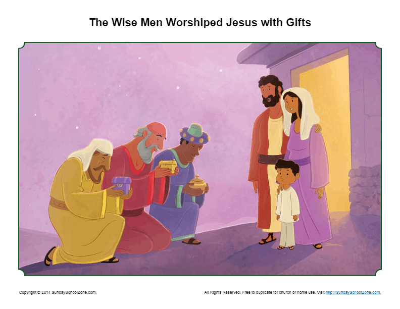 The Wise Men Worshiped Jesus with Gifts Sermon Picture on Sunday School ...