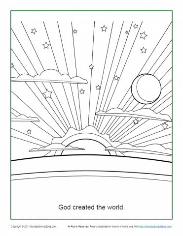 God Created the World Coloring Page