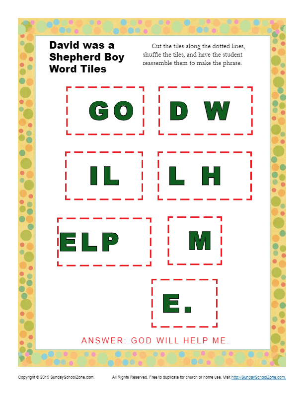 David Was a Shepherd Boy Word Tiles - Children's Bible Activities ...