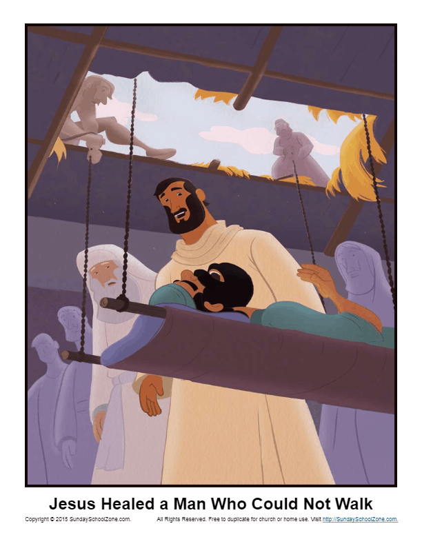 Jesus Healed a Man Who Could Not Walk Story Illustration - Children's ...