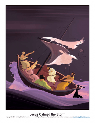 Jesus Calmed the Storm Story Illustration - Children's Bible Activities ...