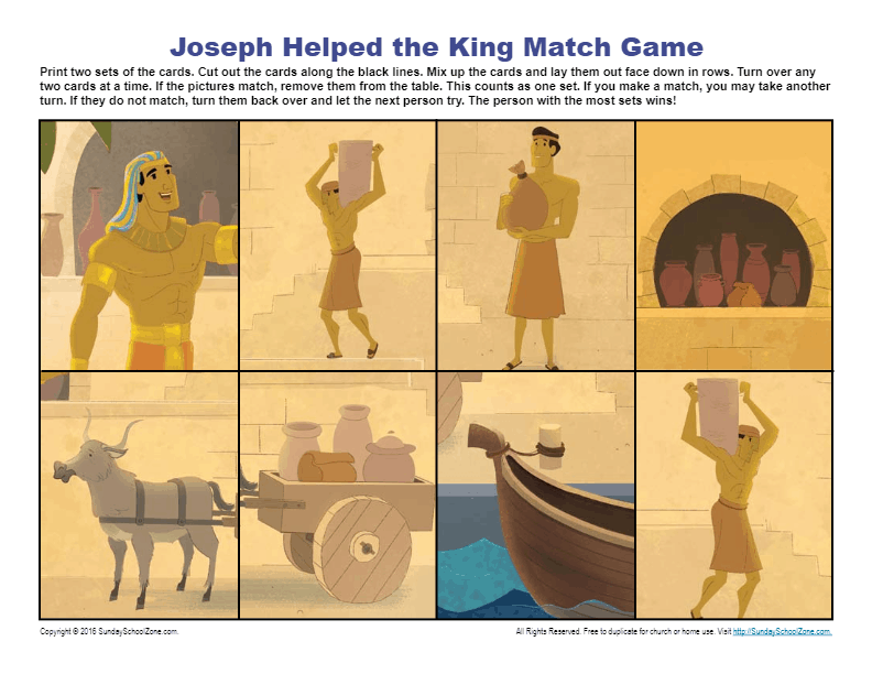 Joseph Helped The King Match Game - Children's Bible Activities ...