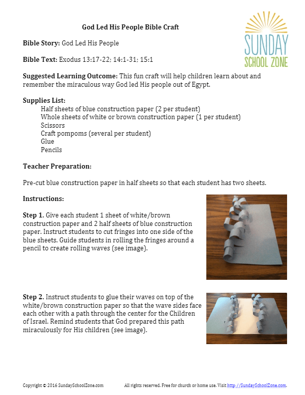 God Led His People Bible Craft - Children's Bible Activities | Sunday ...