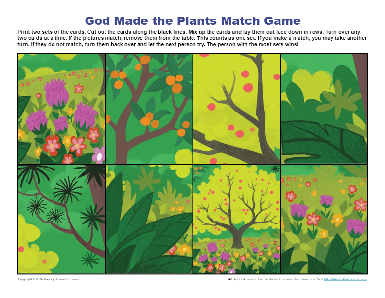 Free God Made the Plants Bible Activities on Sunday School Zone