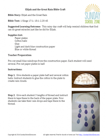 Elijah and the Great Rain Bible Craft - Children's Bible Activities ...