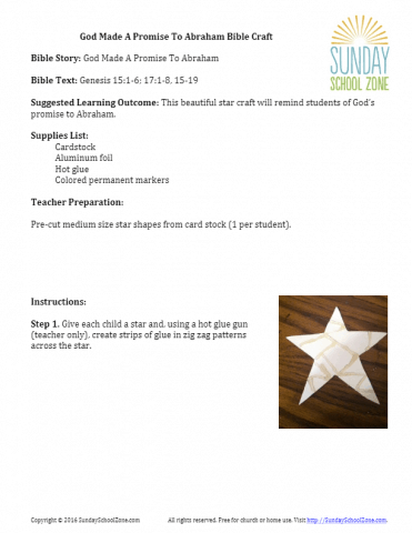 God Made A Promise To Abraham Bible Craft - Children's Bible Activities ...