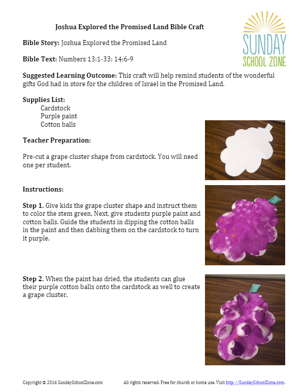 Joshua Explored the Promised Land Bible Craft - Children's Bible ...