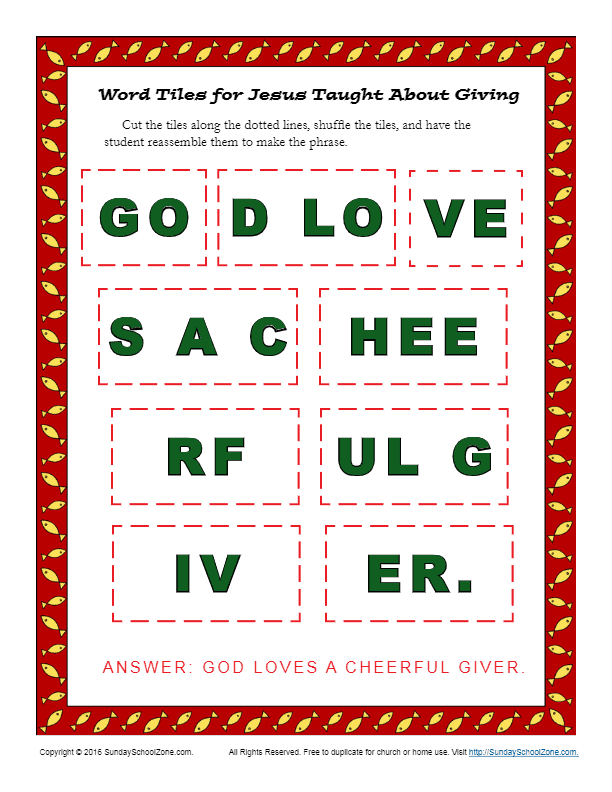 Jesus Taught About Giving Printable Activities On Sunday School Zone