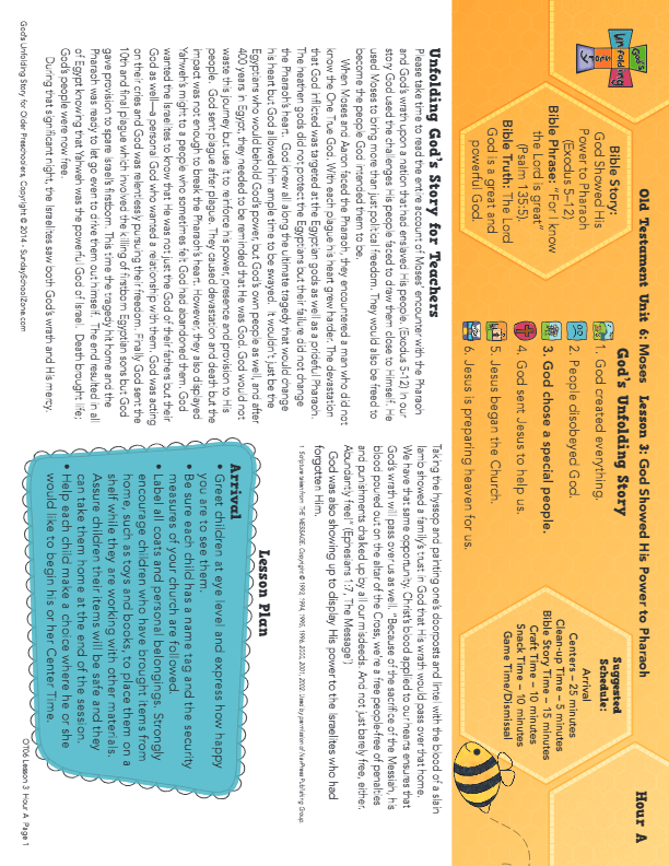 God Showed His Power to Pharaoh Hour A Lesson Plan - Children's Bible ...
