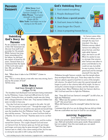 God Gave Strength to Samson Parents Connect Page - Children's Bible ...