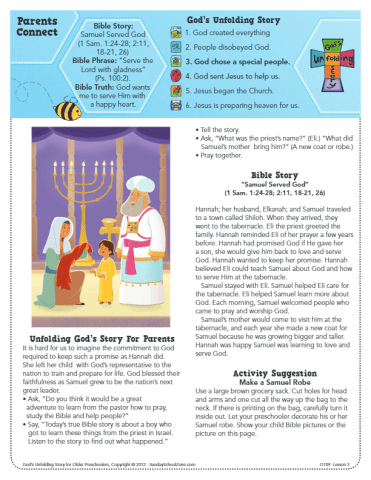 Samuel Served God Parents Connect Page - Children's Bible Activities ...