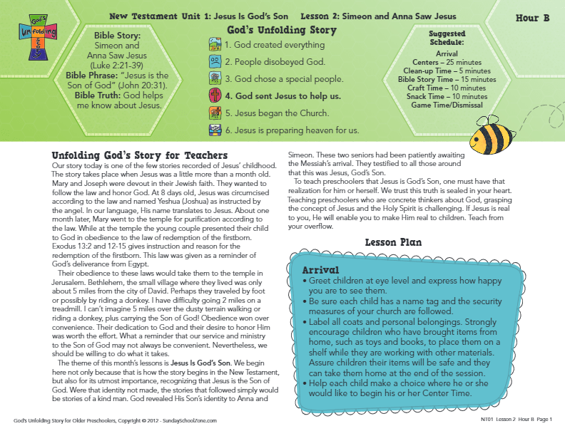 Simeon and Anna Saw Jesus Hour B Lesson Plan