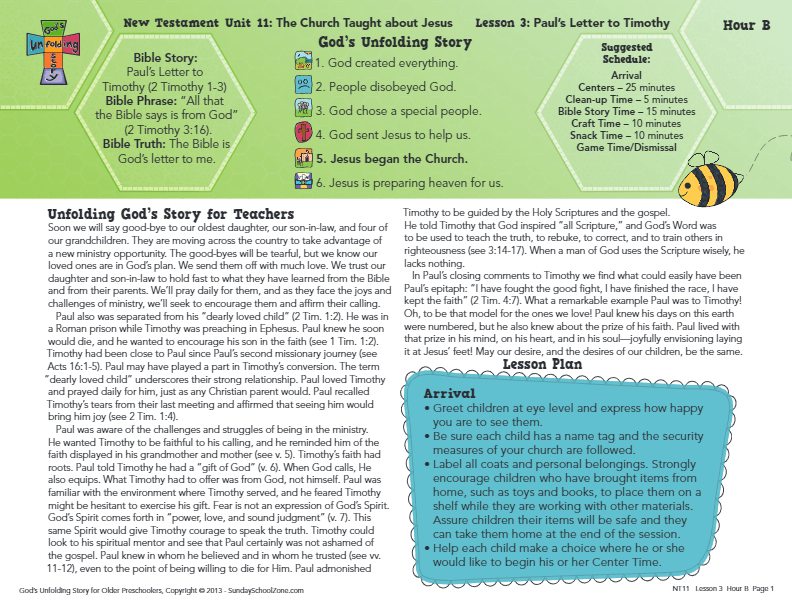 Paul's Letter to Timothy Hour B Lesson Plan