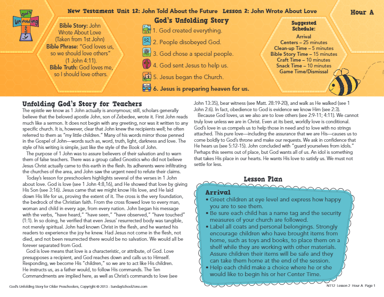 John Wrote About Love Hour A Lesson Plan on Sunday School Zone