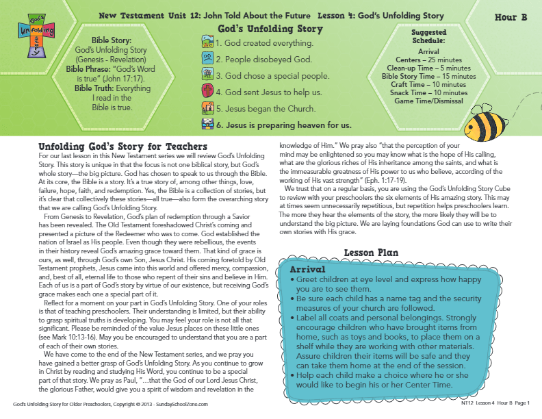 God's Unfolding Story for Preschoolers