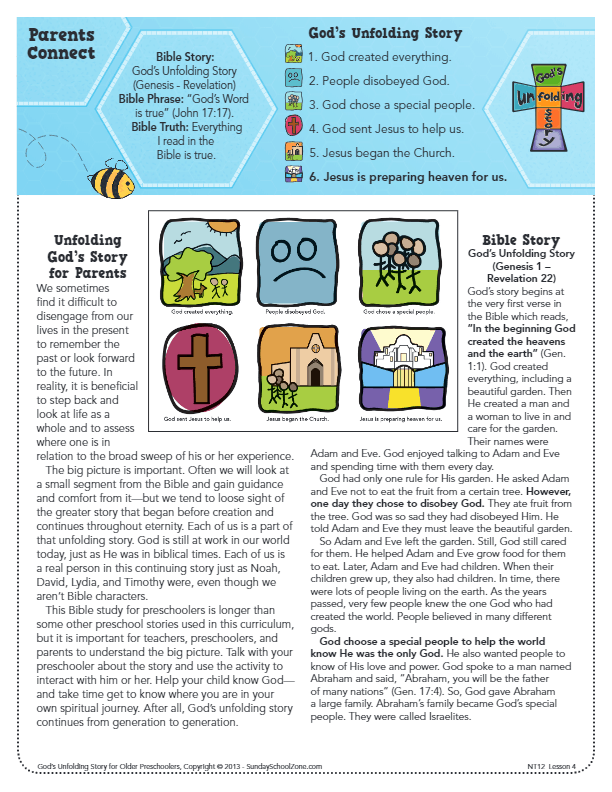 God's Unfolding Story (Three) Parents Connect Page on SSZ