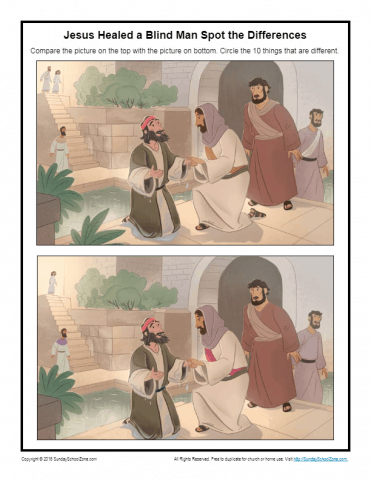 Jesus Heals Free Printable Spot the Difference Game