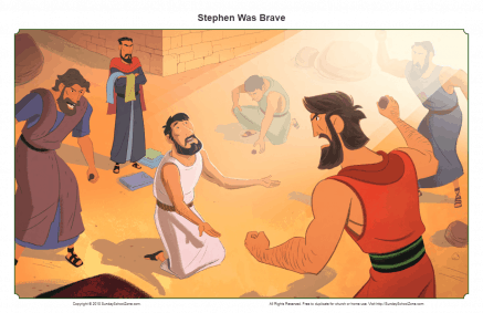 Stephen Was Brave Teaching Picture on Sunday School Zone