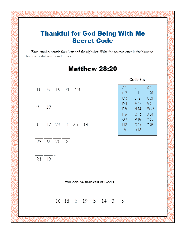 Bible Activities About God's Presence on Sunday School Zone