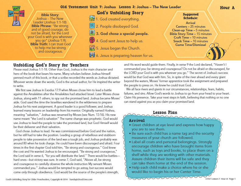 Joshua - The New Leader Hour A Lesson Plan on Sunday School Zone