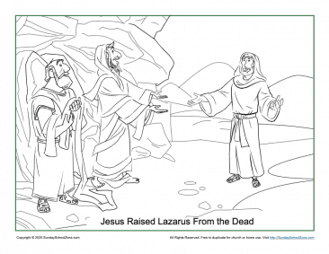 Free Jesus Raised Lazarus Coloring Page on Sunday School Zone