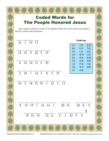 Coded Words for The People Honored Jesus on SSZ
