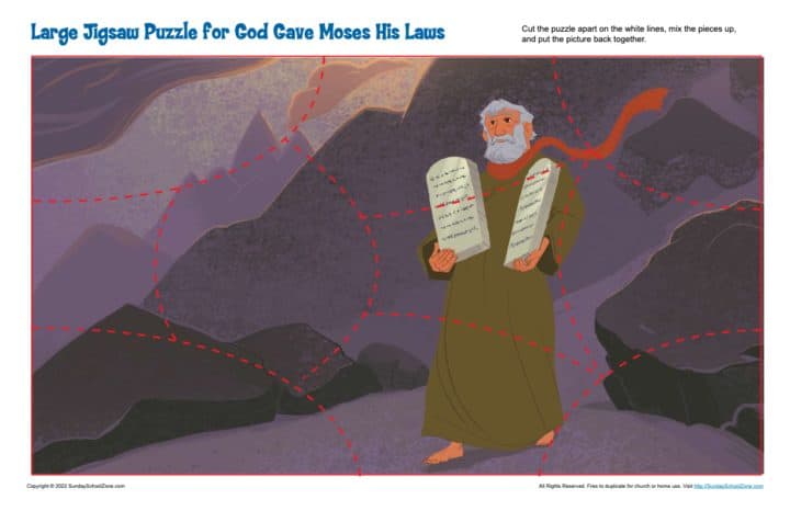 Large Jigsaw Puzzle for God Gave Moses His Laws | Sunday School Zone