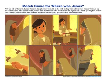 Match Game for Where Was Jesus on Sunday School Zone