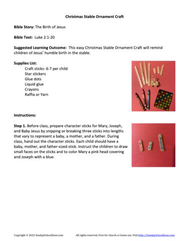 Printable Christmas Bible Activities on Sunday School Zone
