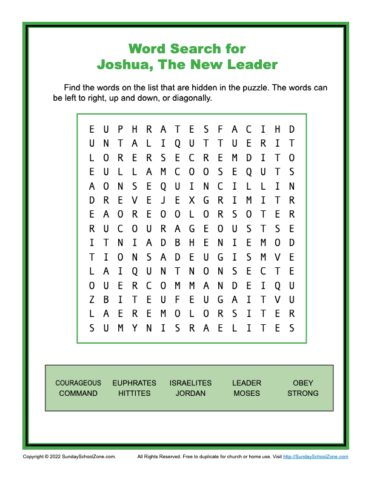 Free, Printable Bible Word Search Activities on Sunday School Zone
