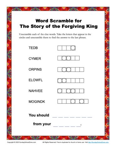 Word Scramble Puzzles | Bible Lesson Activities for Children