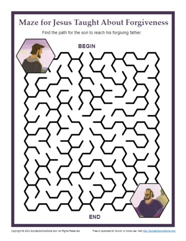 Maze for Jesus Taught About Forgiveness on Sunday School Zone