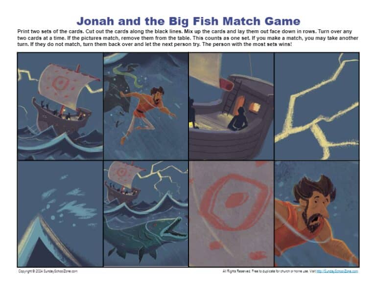 Jonah and the Big Fish Match Game on Sunday School Zone