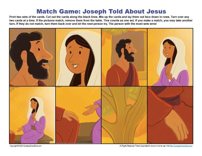 Bible Matching Games for Children on Sunday School Zone