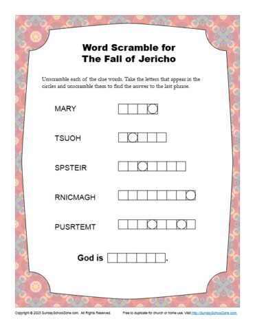 The Fall of Jericho Printable Bible Activities on Sunday School Zone
