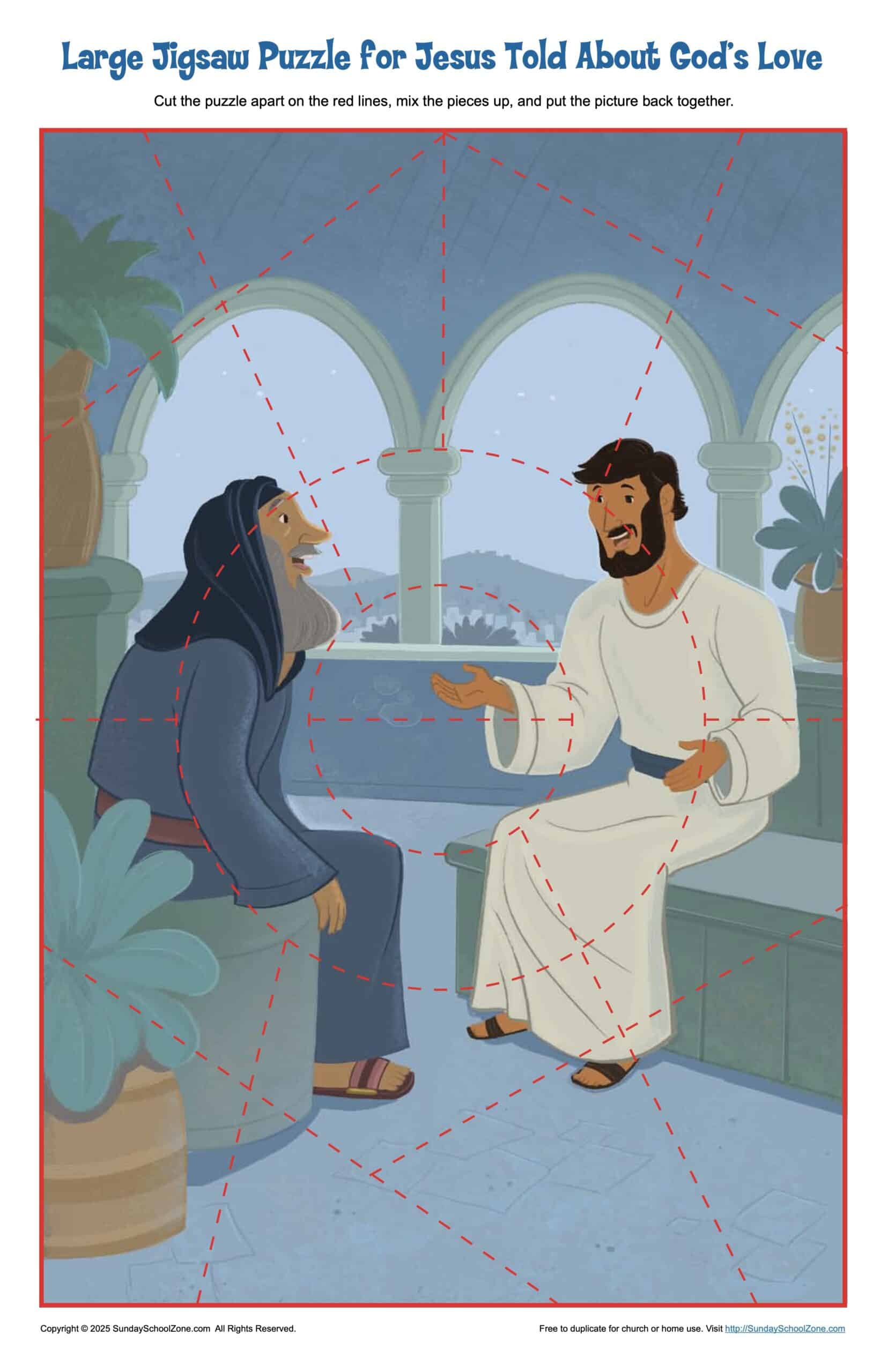 Jigsaw Puzzle for Jesus and Nicodemus on Sunday School Zone