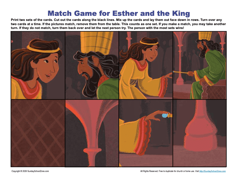 Free, Printable Esther Bible Activities on Sunday School Zone